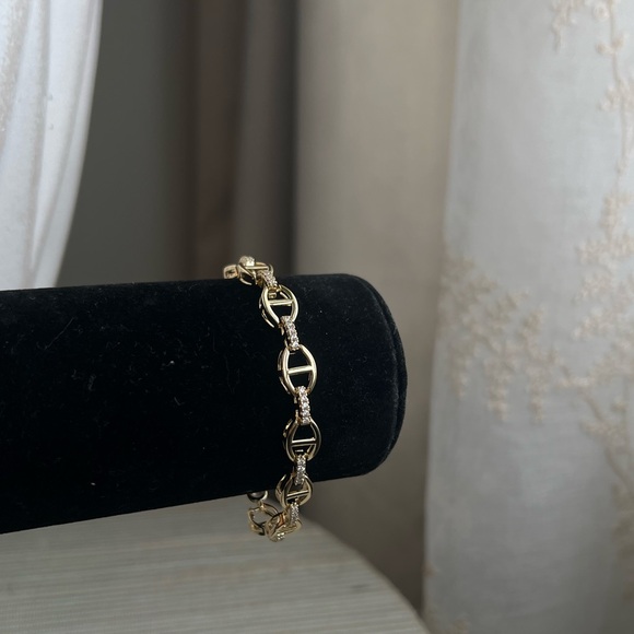 Jewelry | Gold Oval Interlocking With Pav Segments Bracelet | Poshmark